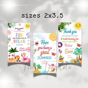 Editable Summer Teacher Appreciation Gift Tags, Printable Thank You ...