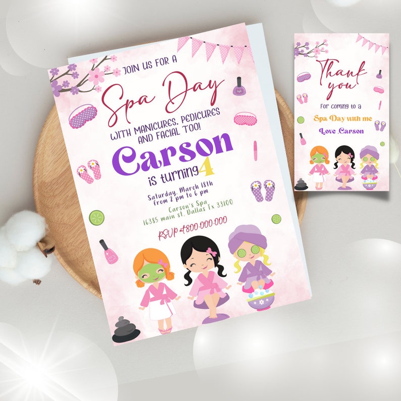 Editable and Printable Spa Party Invitation Template Spa - Etsy