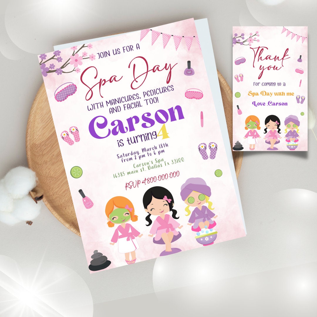 Editable and Printable Spa Party Invitation Template Spa - Etsy