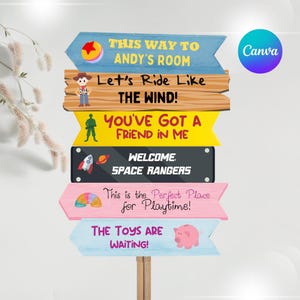 Printable & Editable Toy Story Party Directional Sign Template, Toy ...