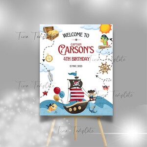 Editable and Printable Pirate Birthday Welcome Sign Template, Pirate ...