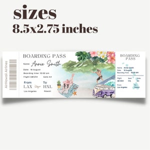 Printable and Editable Hawaii Surprise Boarding Pass Ticket, Trip ...