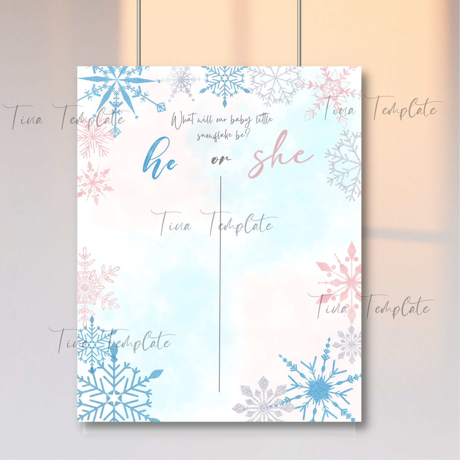 Editable and Printable Winter Gender Reveal Voting and Welcome Sign ...