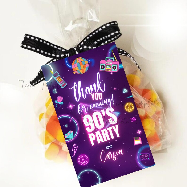 Editable and Printable 90s Neon Style Birthday Party Invitation ...
