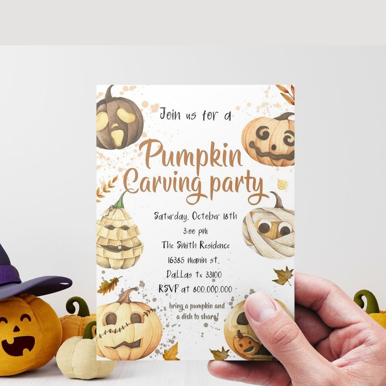 Editable Pumpkin Carving Party Template Invitation Pumpkin - Etsy