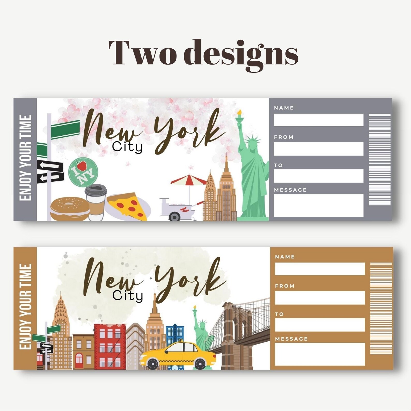 Editable New York City Boarding Pass Template, Surprise Vacation to New ...