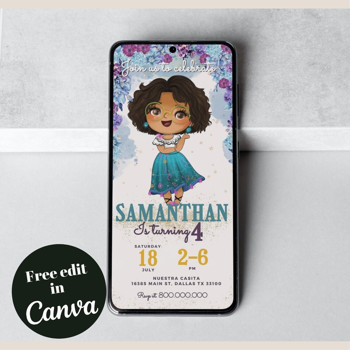 Mobile Drawing Encanto Maribel Birthday Invitation, Encanto Party ...