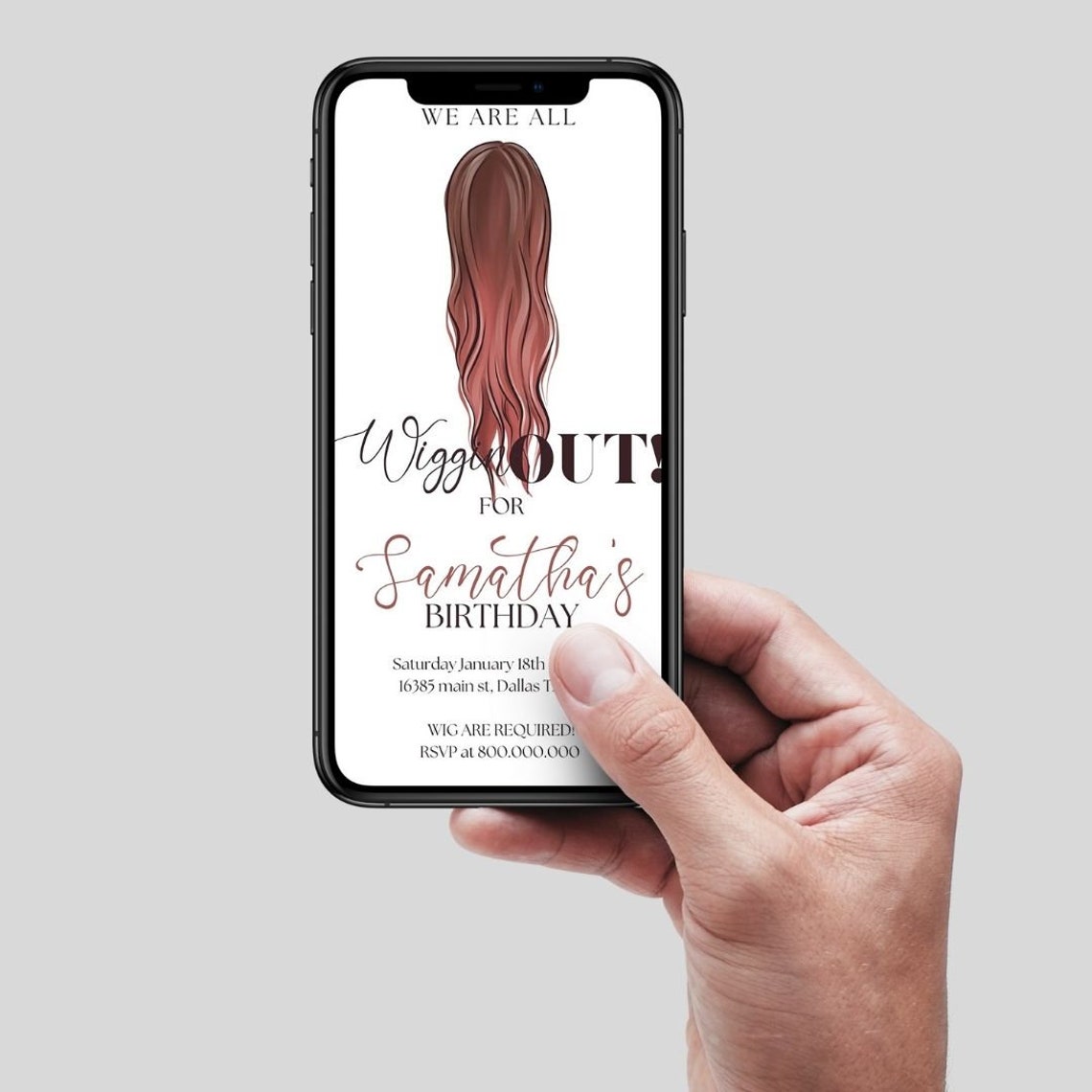 Mobile Wig Party Invitation Template Phone Wigginout Party - Etsy