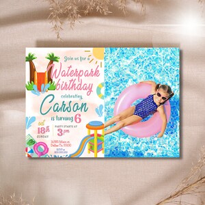 Editable and Printable Waterpark Party Photo Invitation Template ...