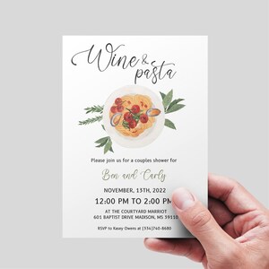 Printable and Mobile Wine and Pasta Night Minimalist Invitation ...