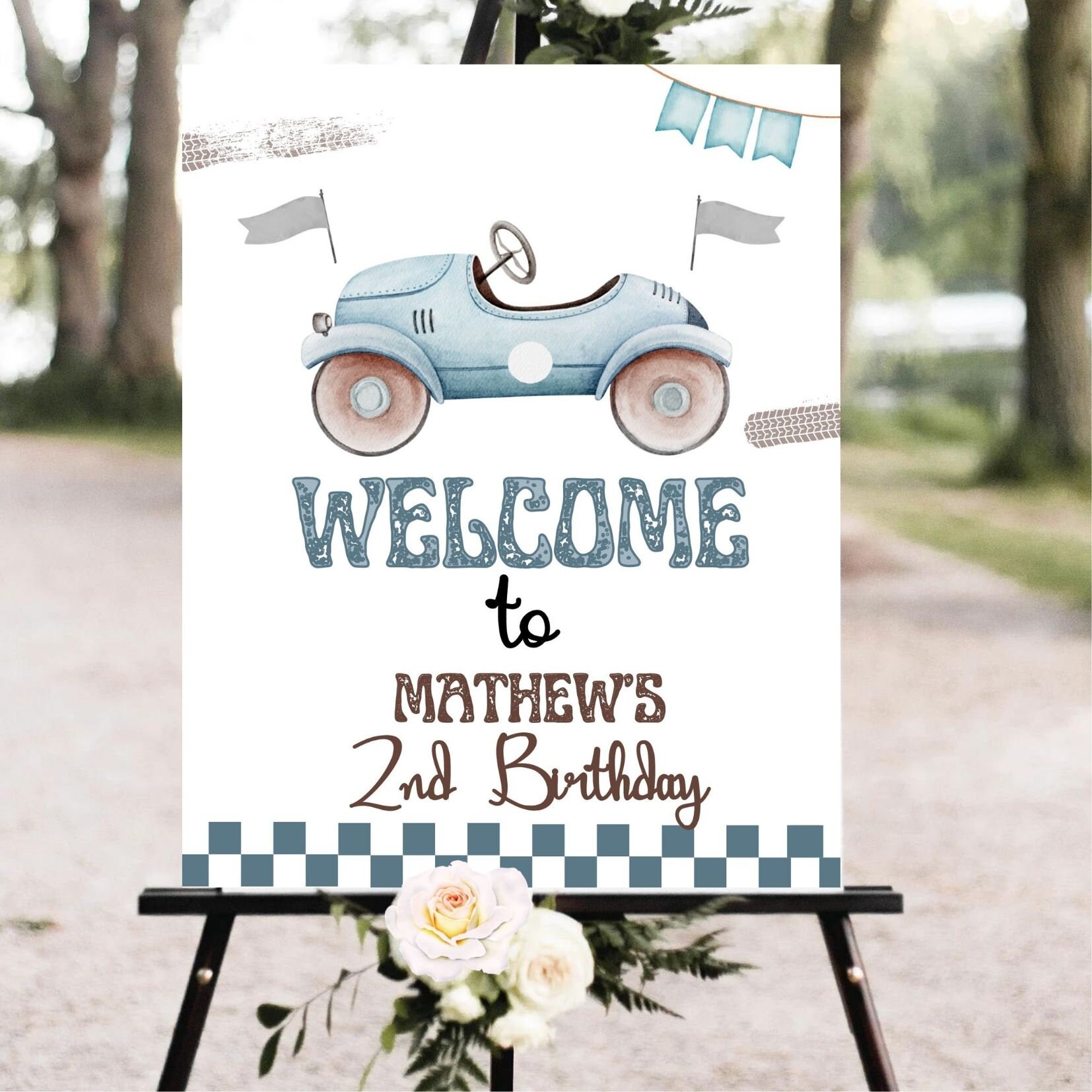 Editable Race Car Welcome Sign Two Fast to Curious Kid Birthday Party ...