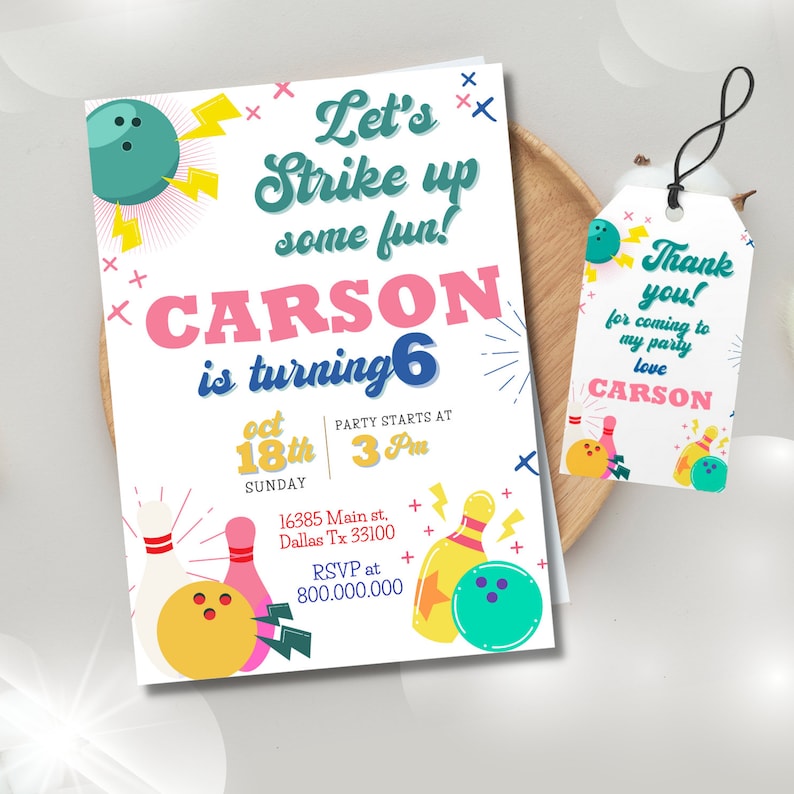 Editable and Printable Bowling Birthday Invitation Bowling - Etsy