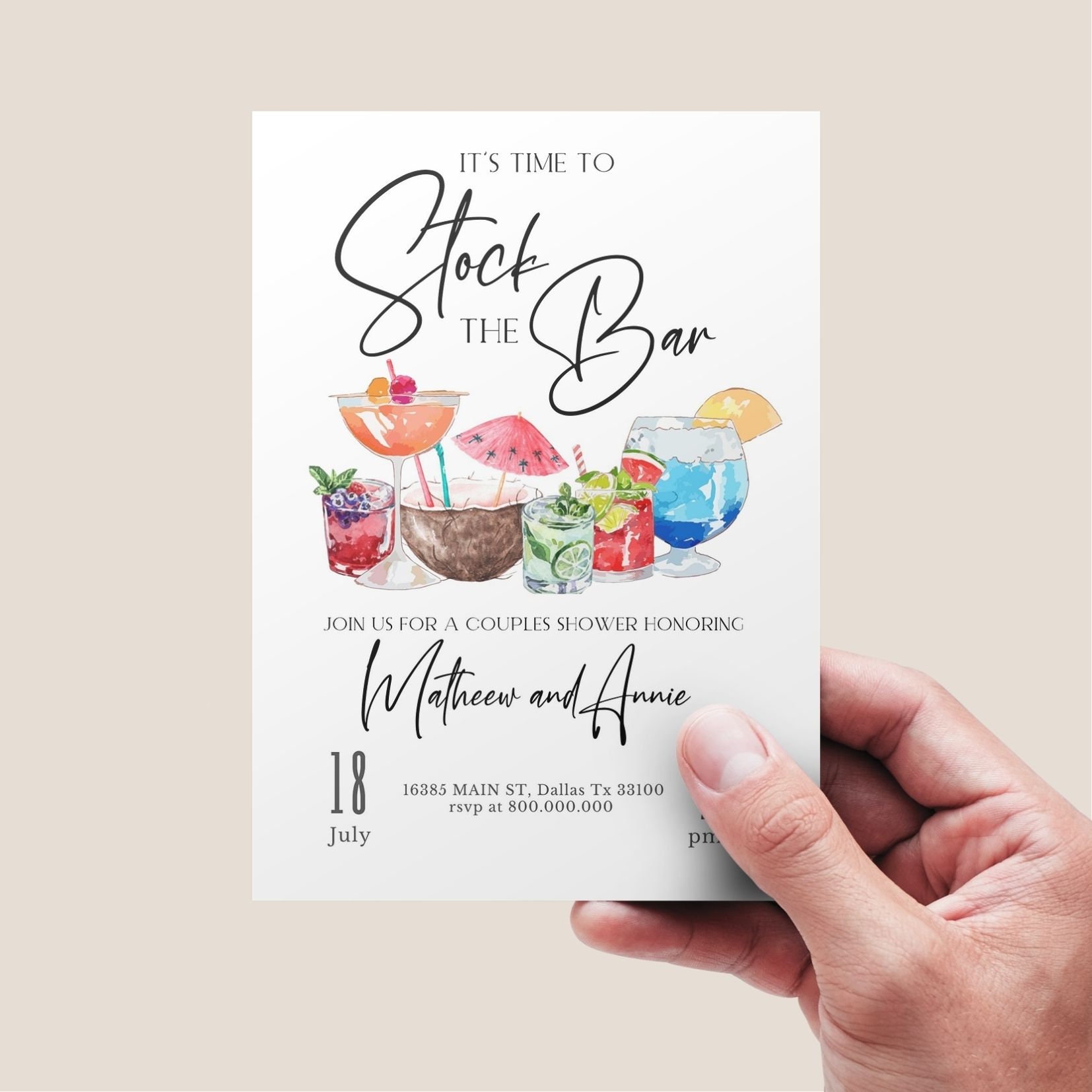 Editable and Printable Let's Stock the Bar Invitation Template ...