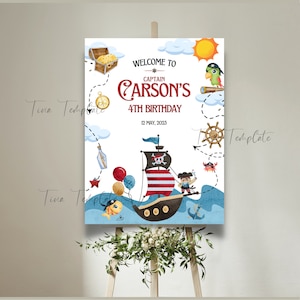Editable and Printable Pirate Birthday Welcome Sign Template, Pirate ...