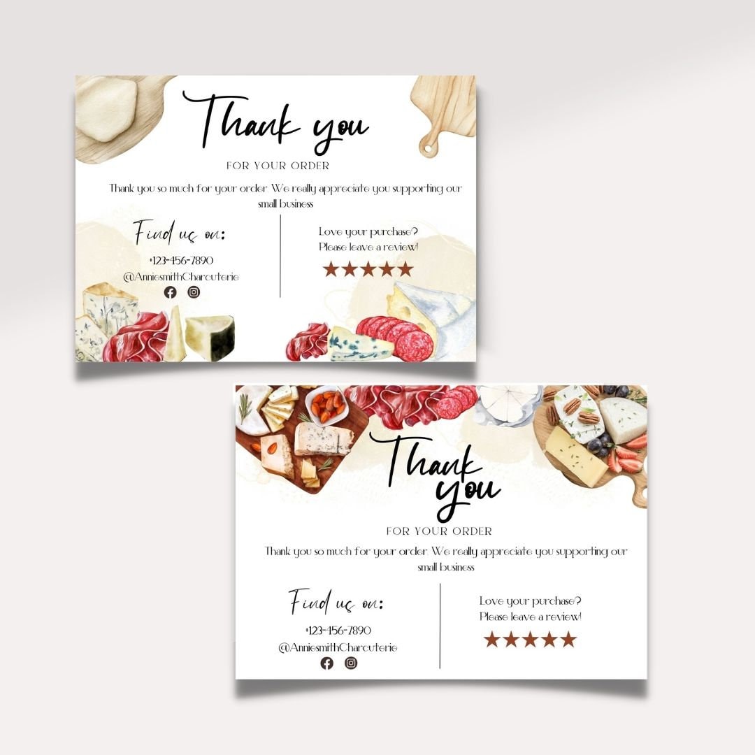 Editable Charcuterie Thank You Card Design Template, Cheese Board ...