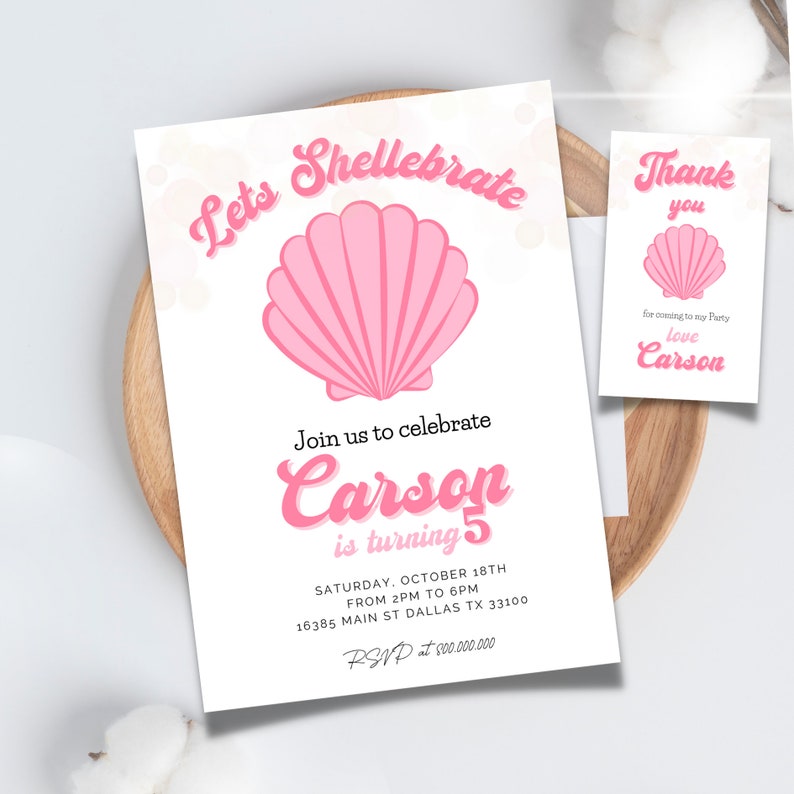 Editable and Printable Girl Sea Shell Birthday Party - Etsy