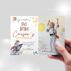 Editable and Printable Outer Space Kid Birthday Photo Invitation ...