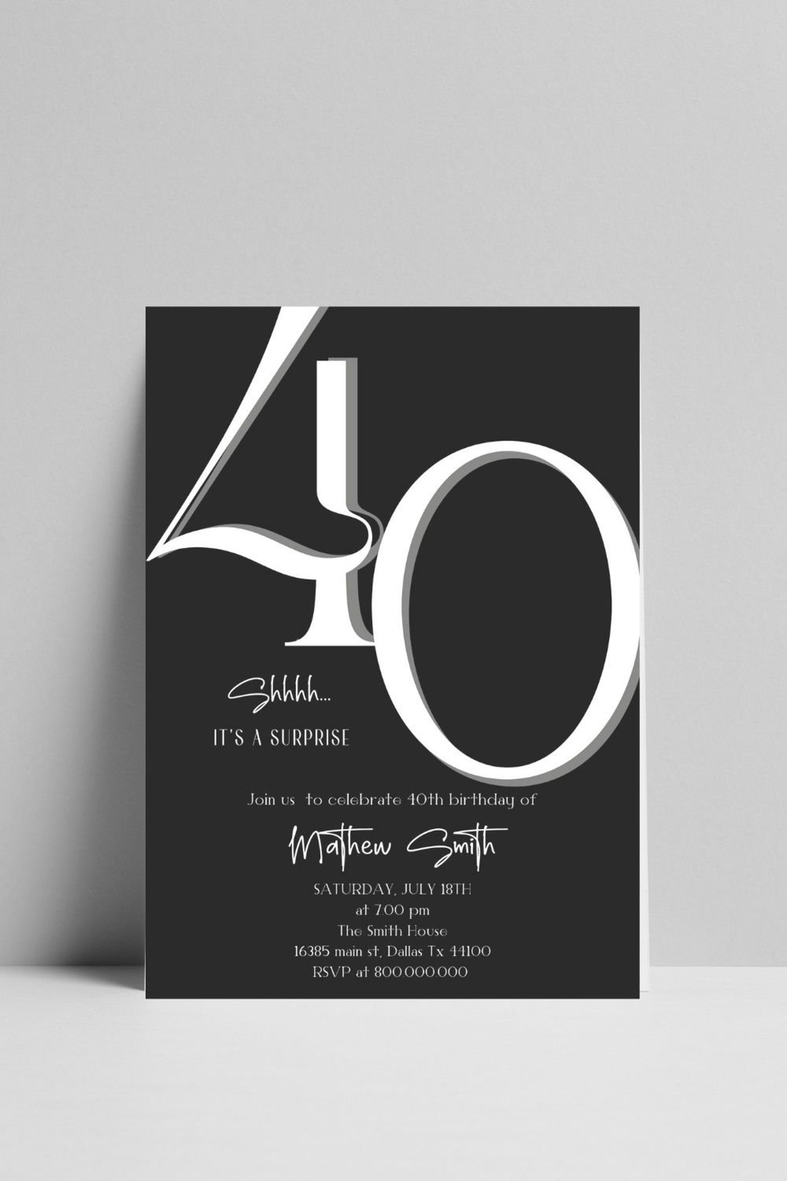 Editable and Printable 40th Elegant Birthday Invitation - Etsy