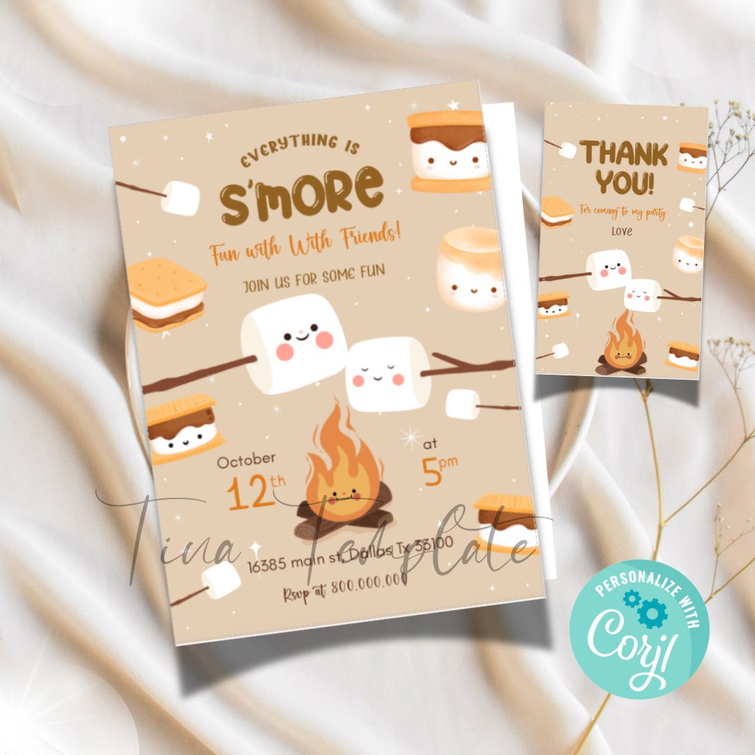 Editable S'more Birthday Invitation Template, Smore Invitation Camping ...