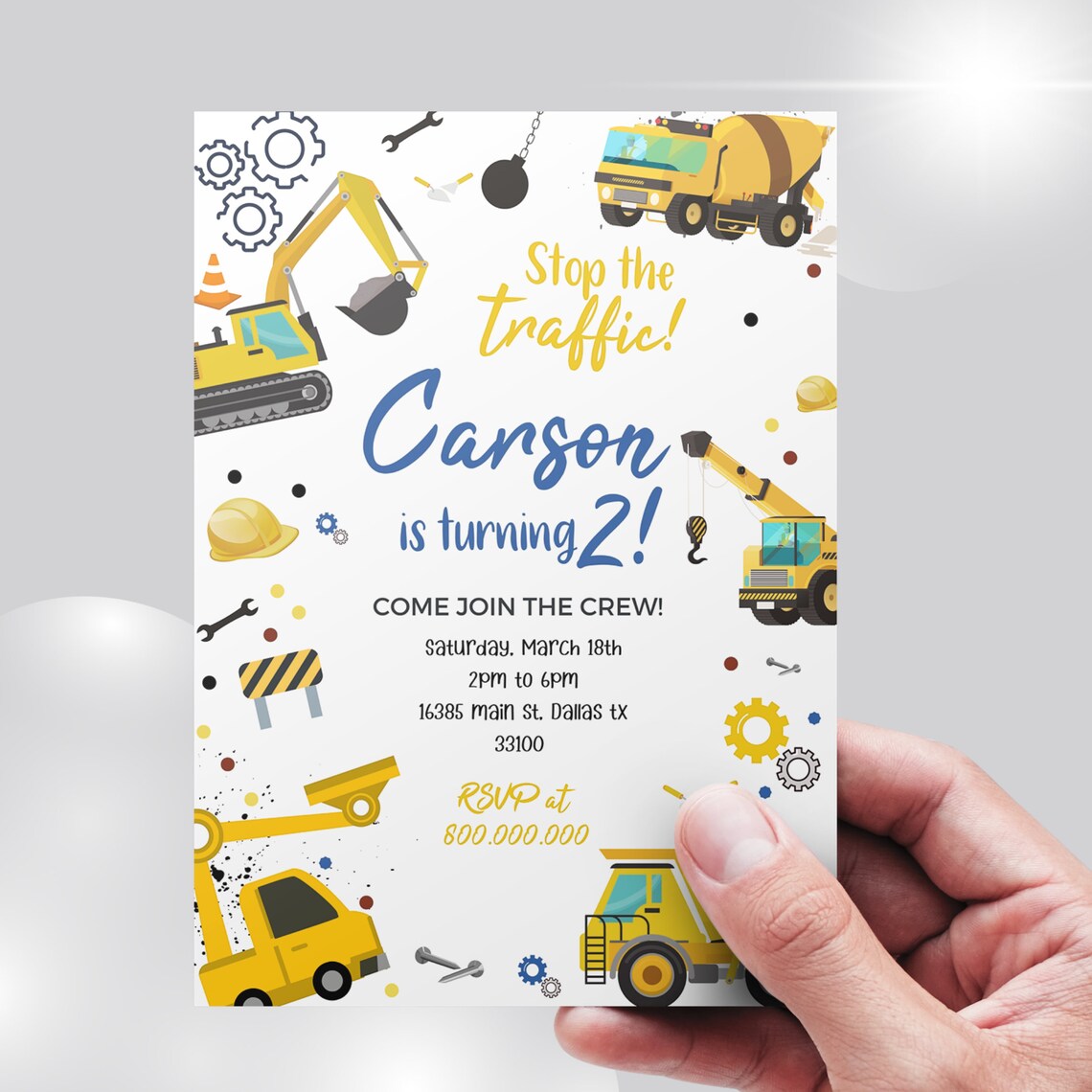 Editable Construction Birthday Party Invitation Template Dump - Etsy