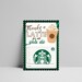 Editable Thanks A Latte Gift Card Holder Printable Teacher - Etsy