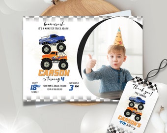 EDITABLE Monster Truck Birthday Invitation - Etsy