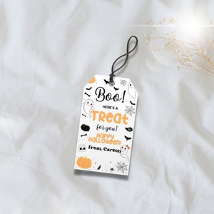 Editable and Printable Halloween Treat Tag, Cute Ghost Boo Halloween ...
