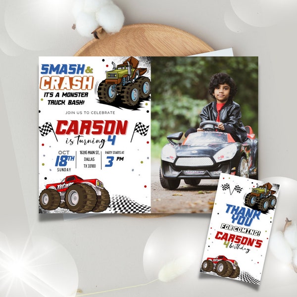 Smash and Crash Invitation - Etsy