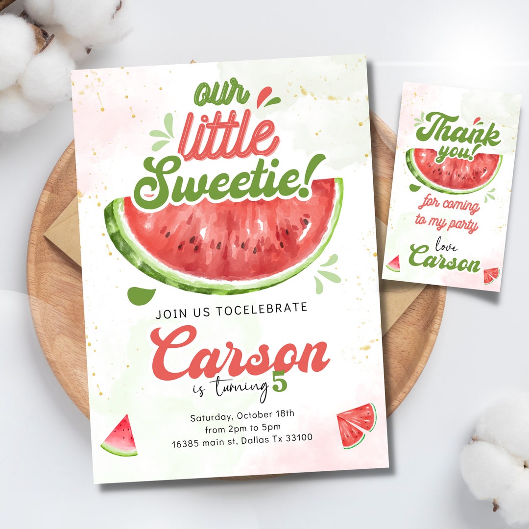 Editable and Printable Watermelon Birthday Invitation, Watermelon ...