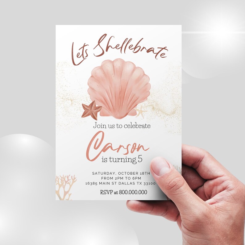 Editable and Printable Girl Sea Shell Birthday Party - Etsy