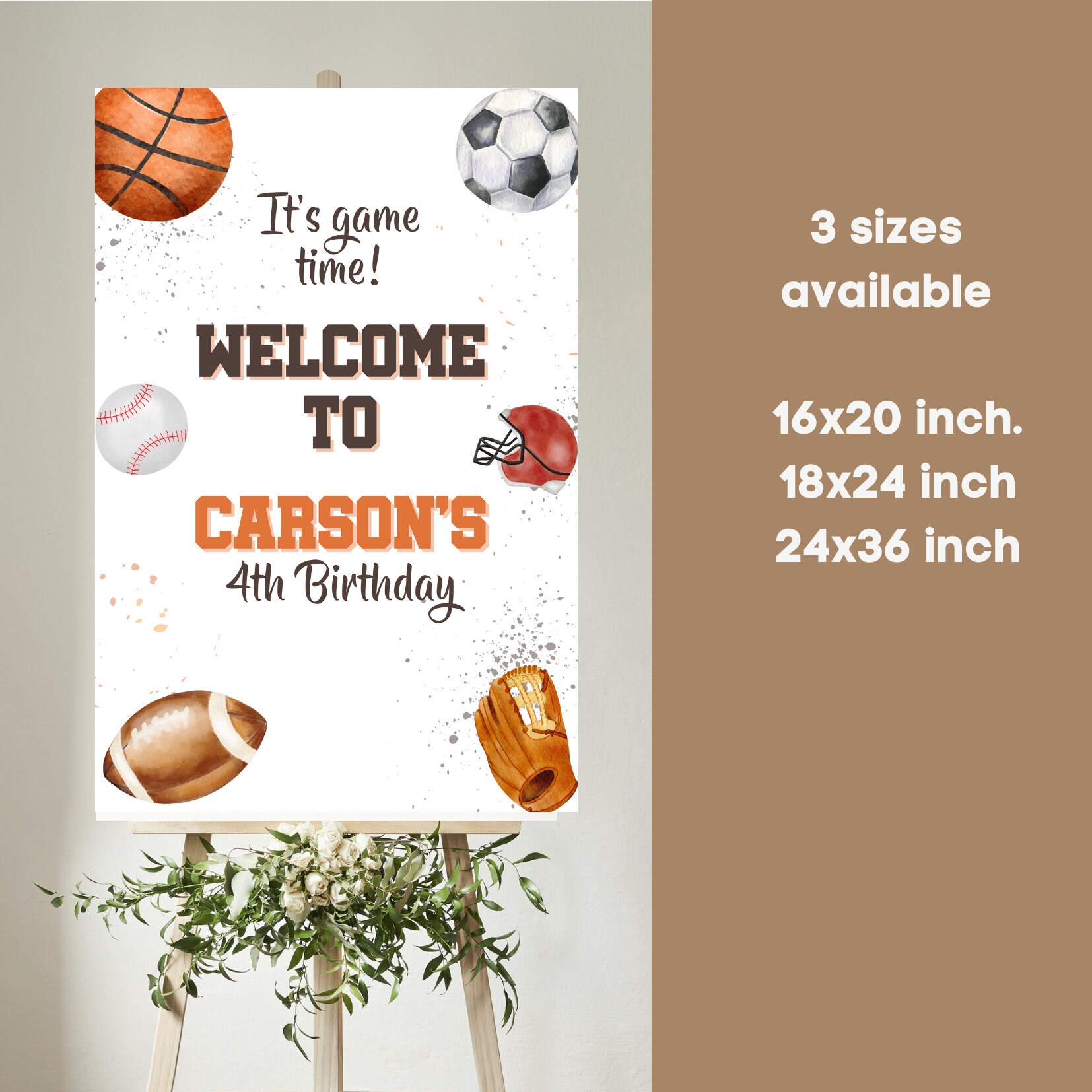 Editable and Printable Sport Birthday Party Welcome Sign Template, It's ...