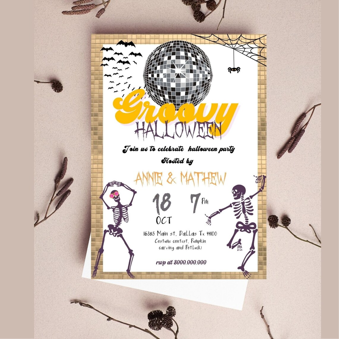 Editable and Printable Groovy Halloween Party Invitation - Etsy