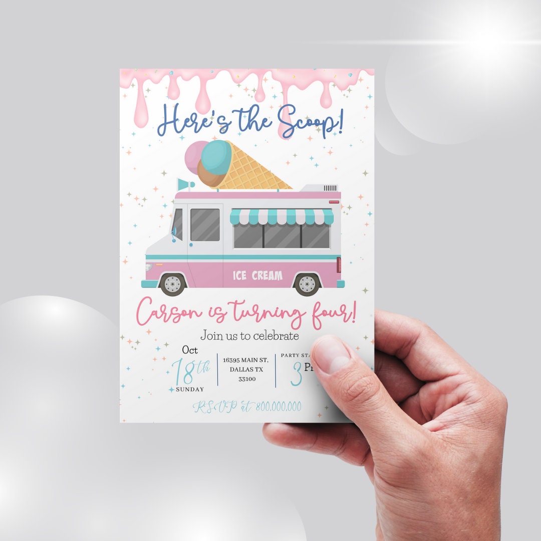 Editable and Printable Ice Cream Truck Birthday Party - Etsy