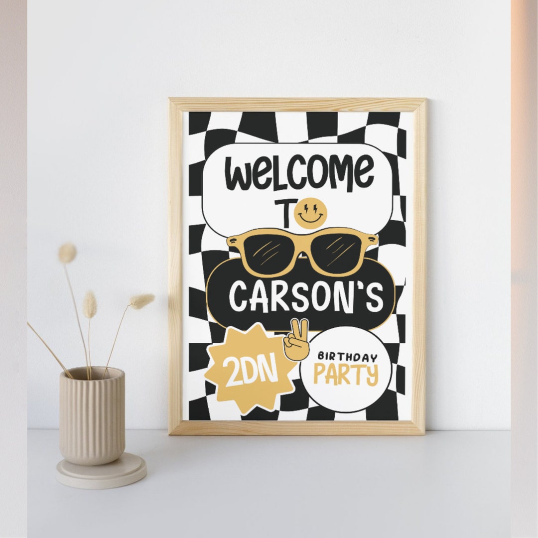 Editable and Printable Two Cool Birthday Welcome Sign Template, Retro ...