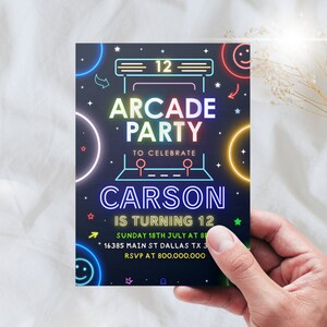 Editable Arcade Party Invitation, Gamer Party Invitation, Arcade ...