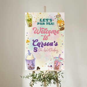Editable and Printable Boba Tea Welcome Sing Template, Boba Tea Party ...