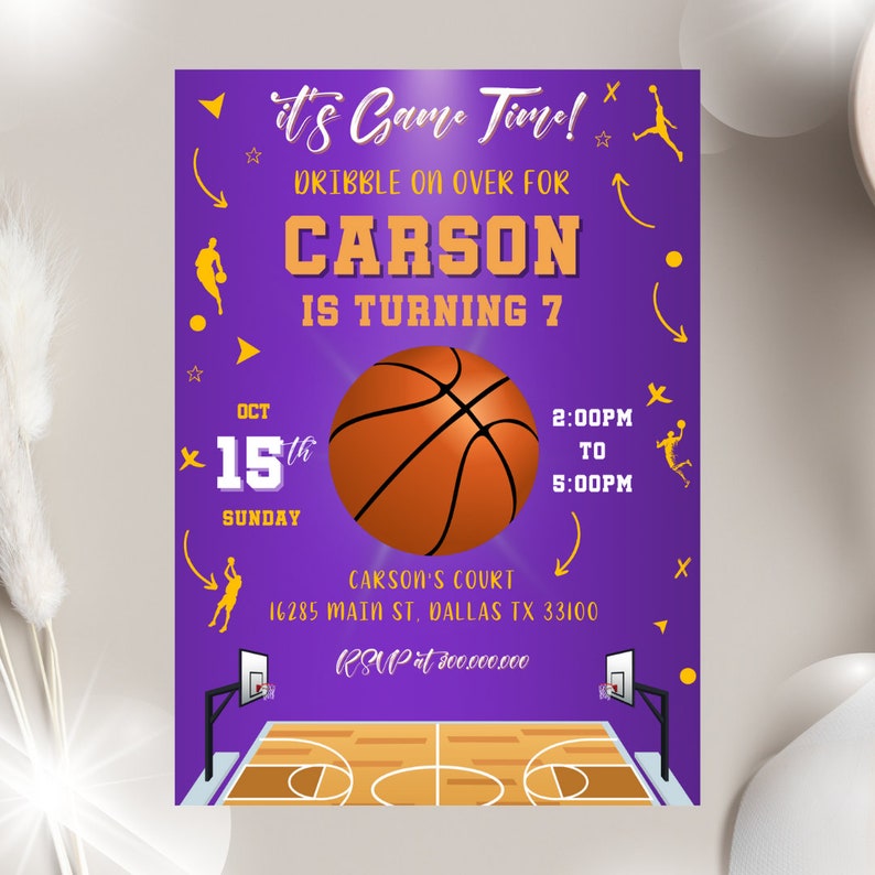 Editable and Printable Basketball Birthday Party Invitation Template ...
