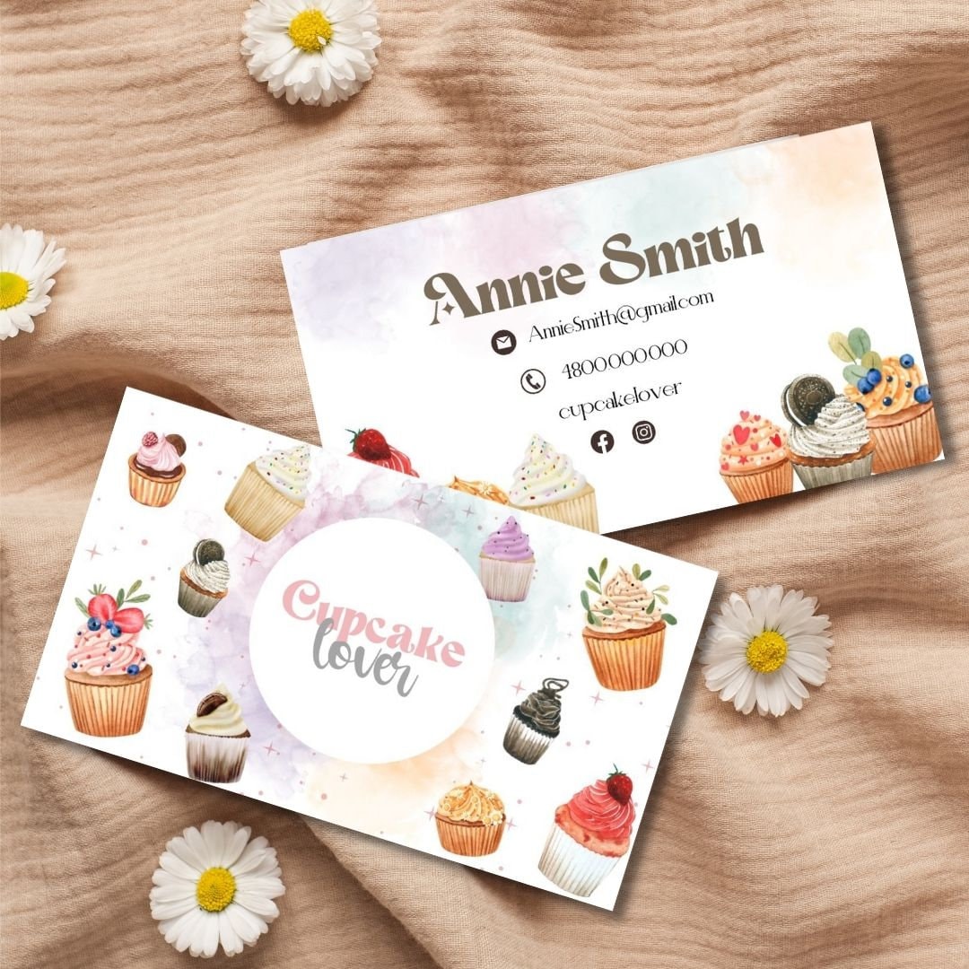 Editable Cupcake Business Card Design Template, Sweet Cake Business ...