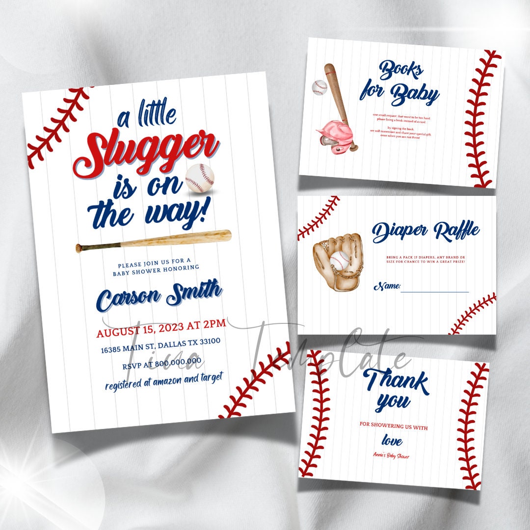 Editable Baseball Bundle Baby Shower Template, Little Rookie Baseball ...