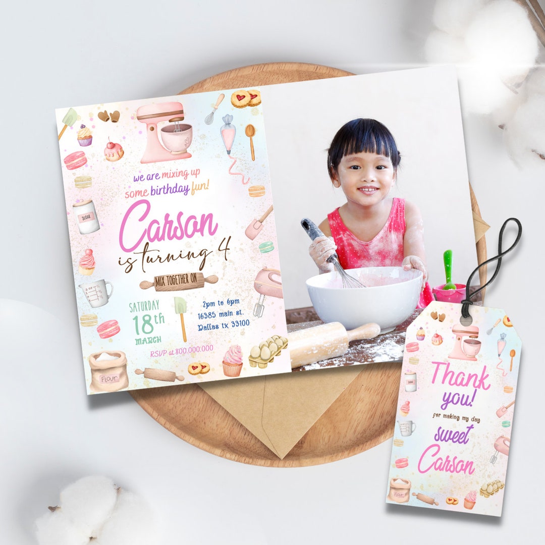 Editable and Printable Baking Party Photo Invitation Template, Baking ...