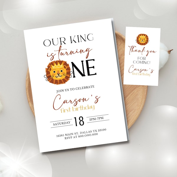 Lion King 1st Birthday Invitations Template - Etsy