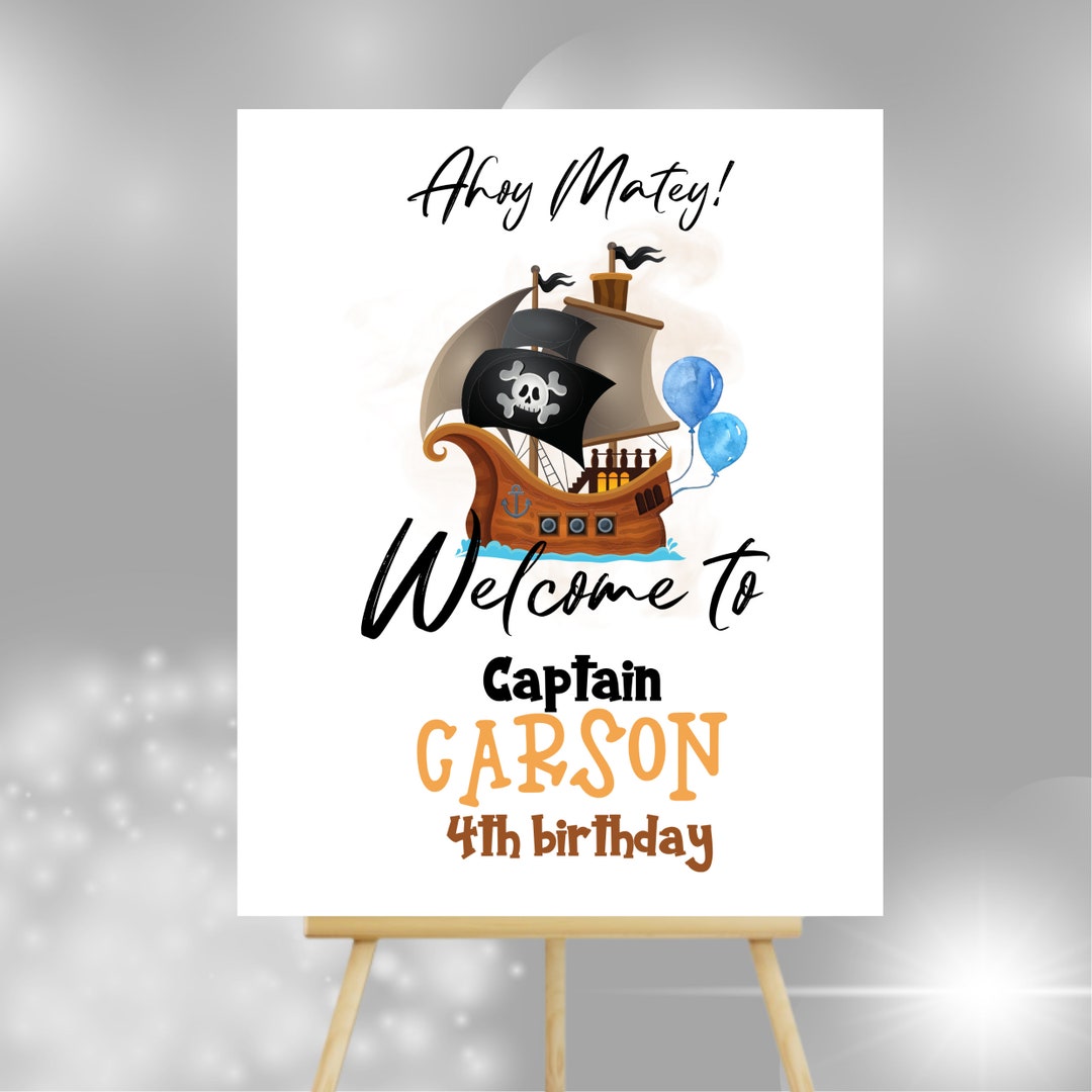 Editable and Printable Pirate Birthday Welcome Sign Template, Pirate ...