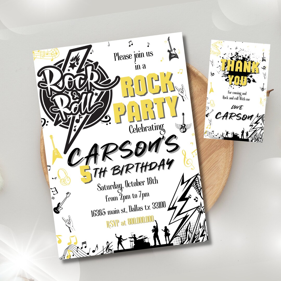 Editable and Printable Rock and Roll Birthday Party Invitation, Rock ...