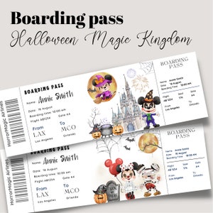Printable Ticket to Halloween Magic Kingdom Editable, Boarding Pass to ...