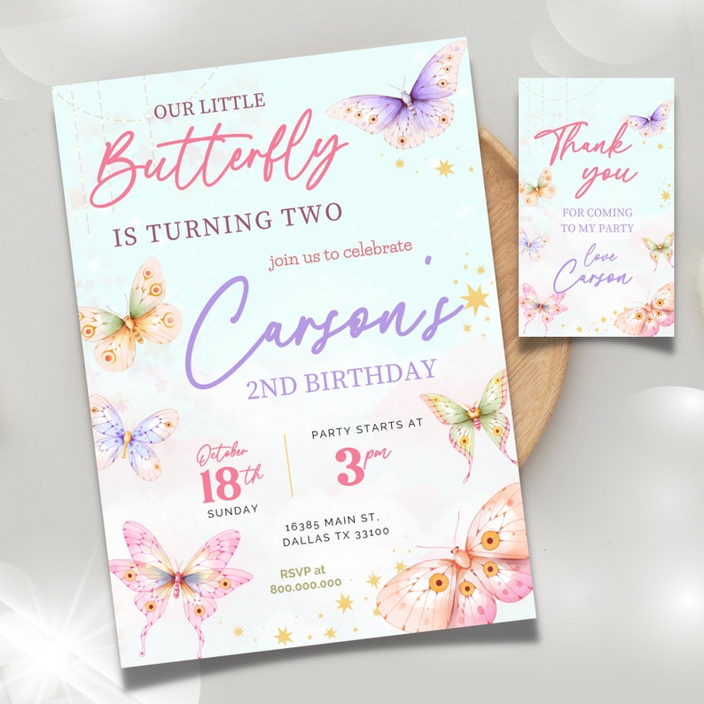Editable and Printable Butterfly Birthday Invitation Our - Etsy
