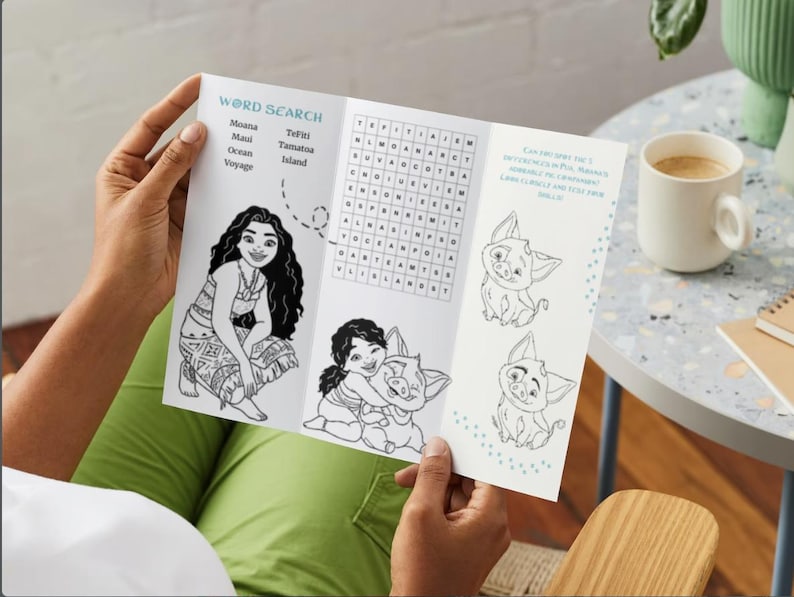 Printable and Editable Baby Moana Birthday Tri-fold Activity Sheet ...