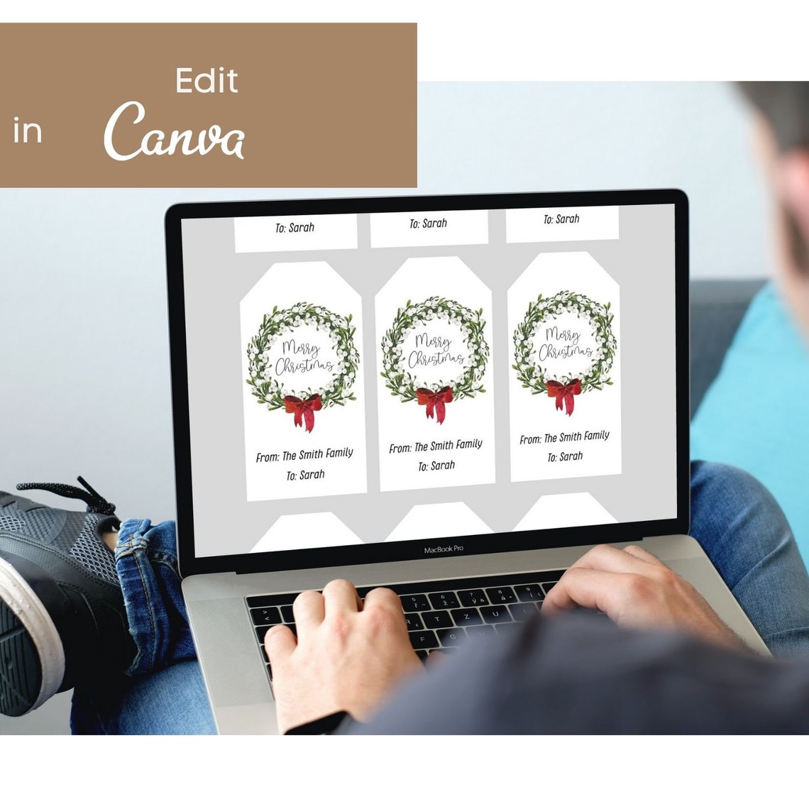 Editable and Printable Merry Christmas Gift Tag Christmas Tag | Etsy