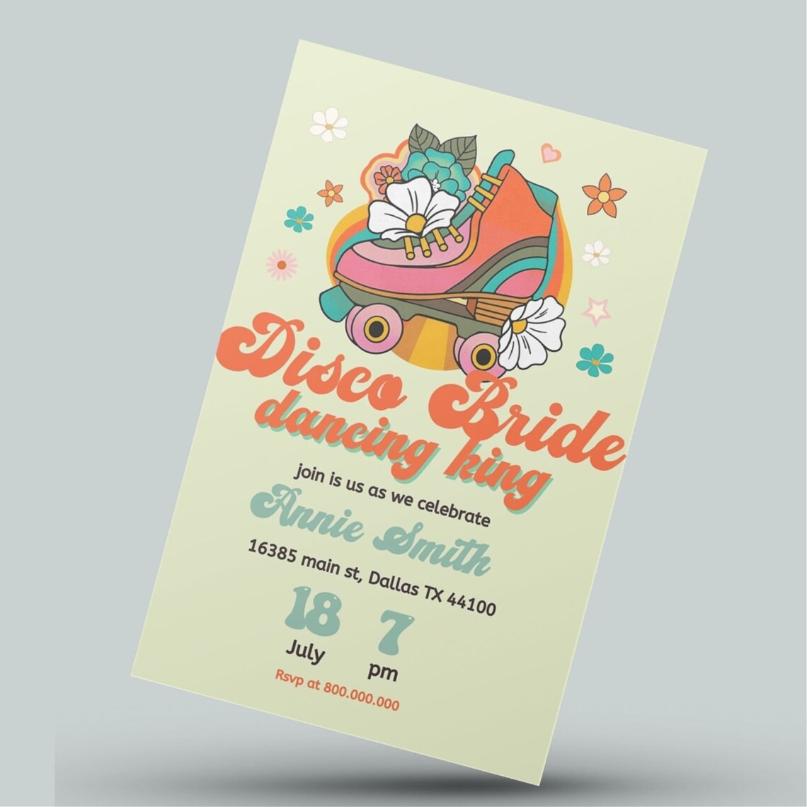 Editable Disco Bride Invitation Groovy Retro Bachelorette - Etsy