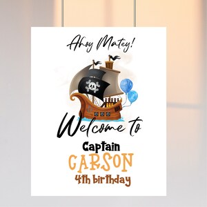 Editable and Printable Pirate Birthday Welcome Sign Template, Pirate ...