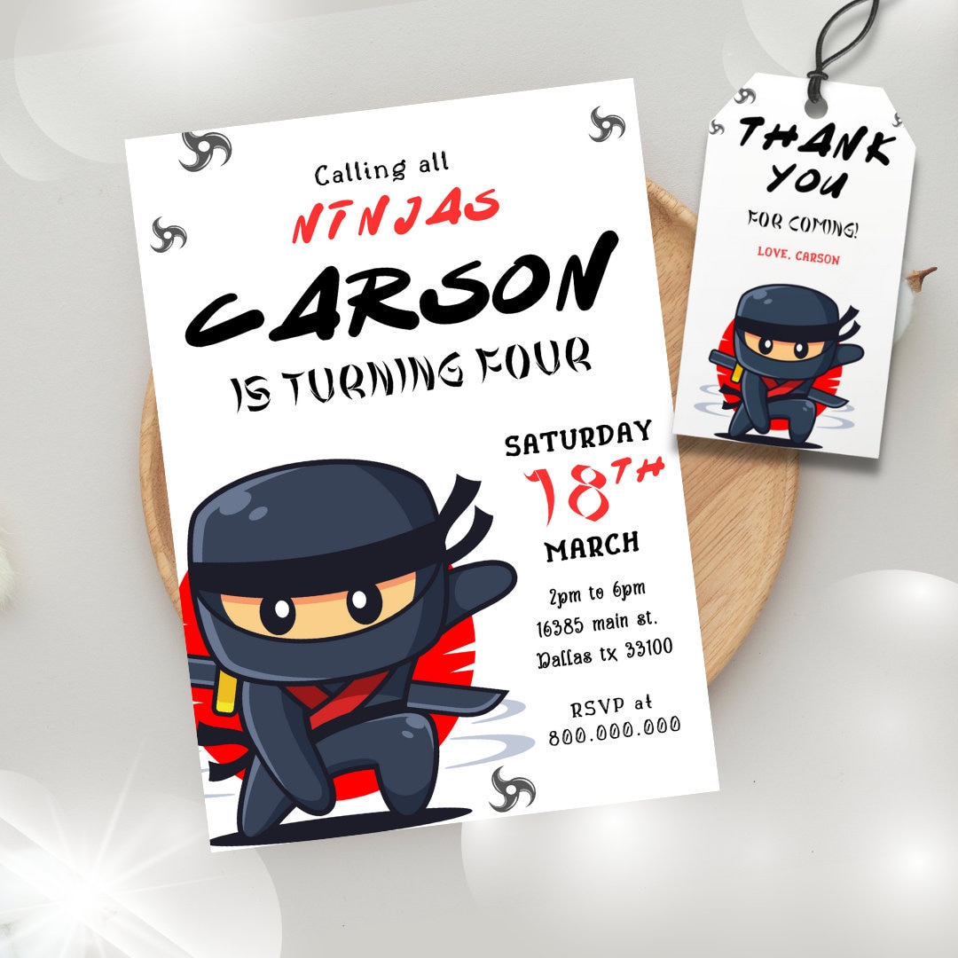 Editable and Printable Ninja Birthday Invitation Template Any - Etsy
